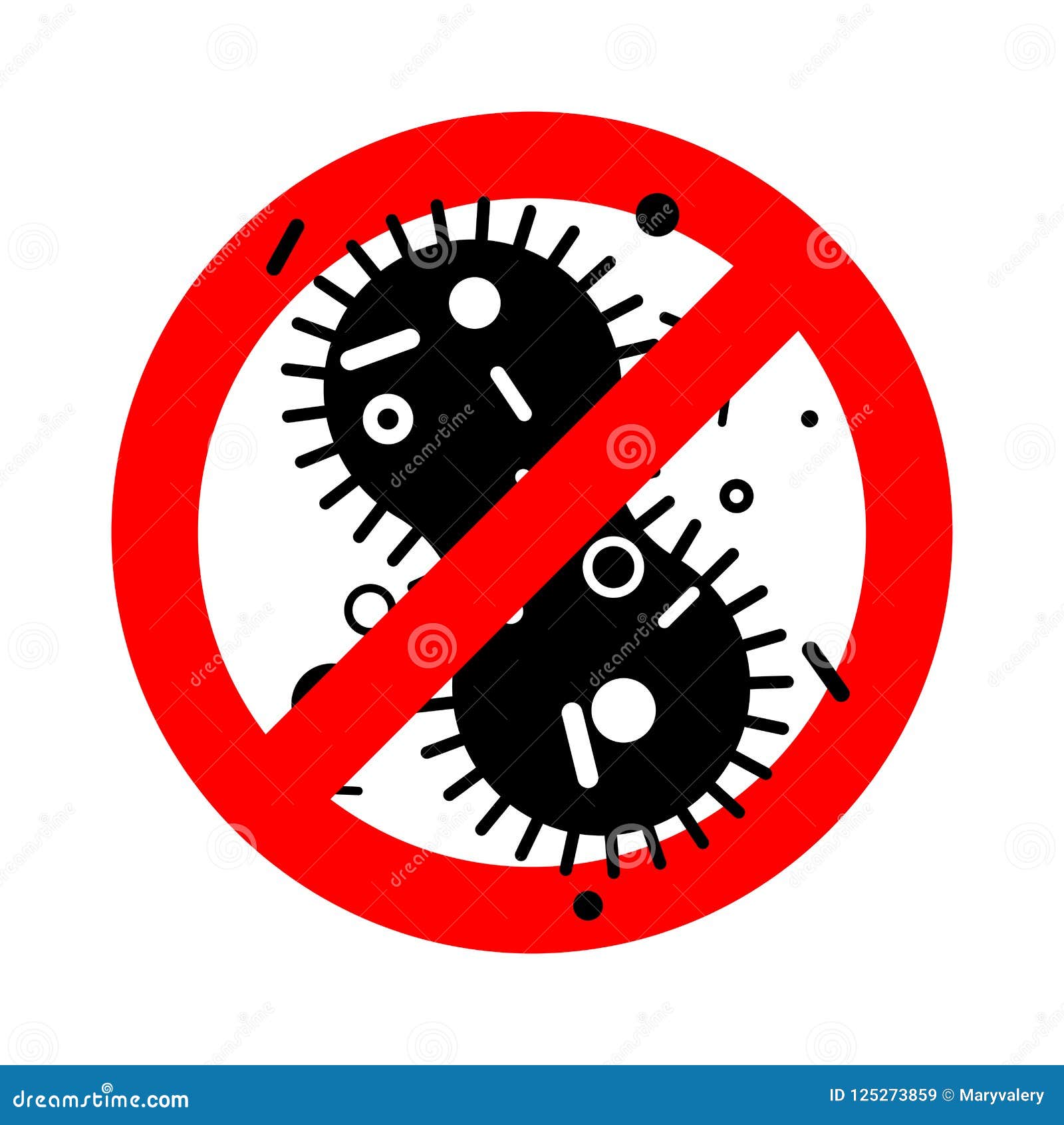 Stop Virus Bacterium. Forbidden Red Road Sign Microbe Pathogenic Stock ...