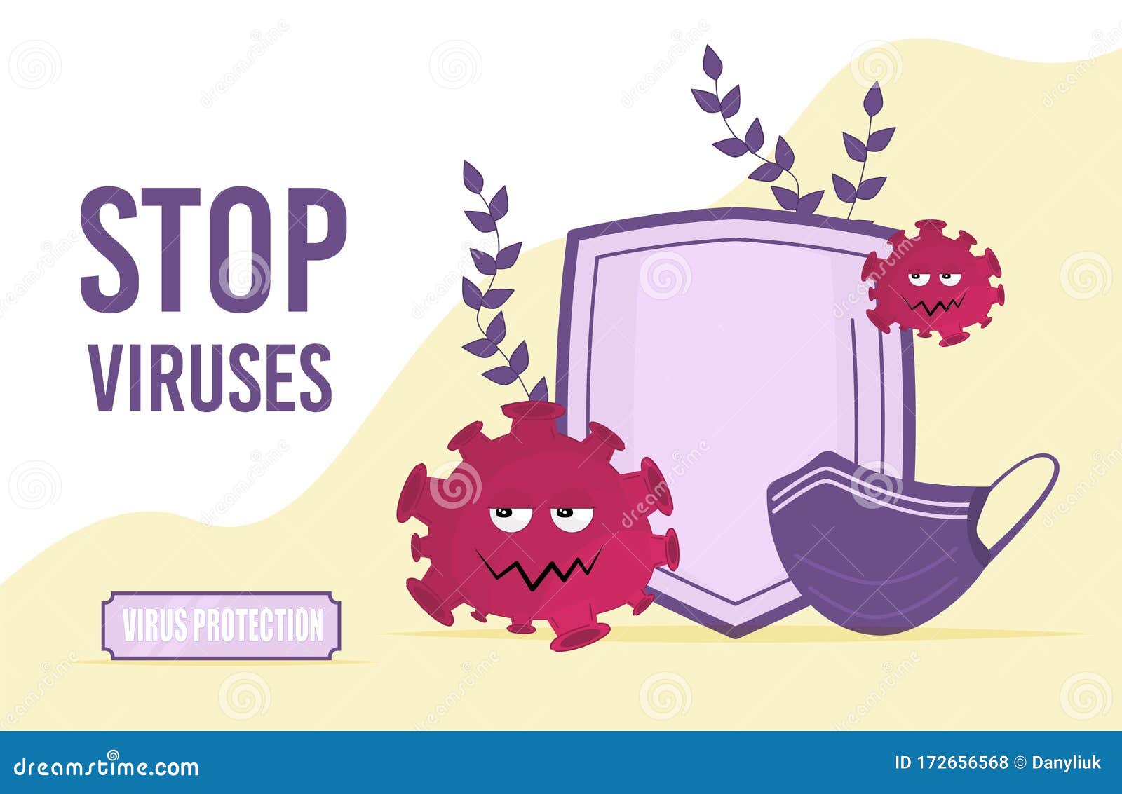 Stop Virus Concept Vector Illustration. Shield and Mask Protection ...