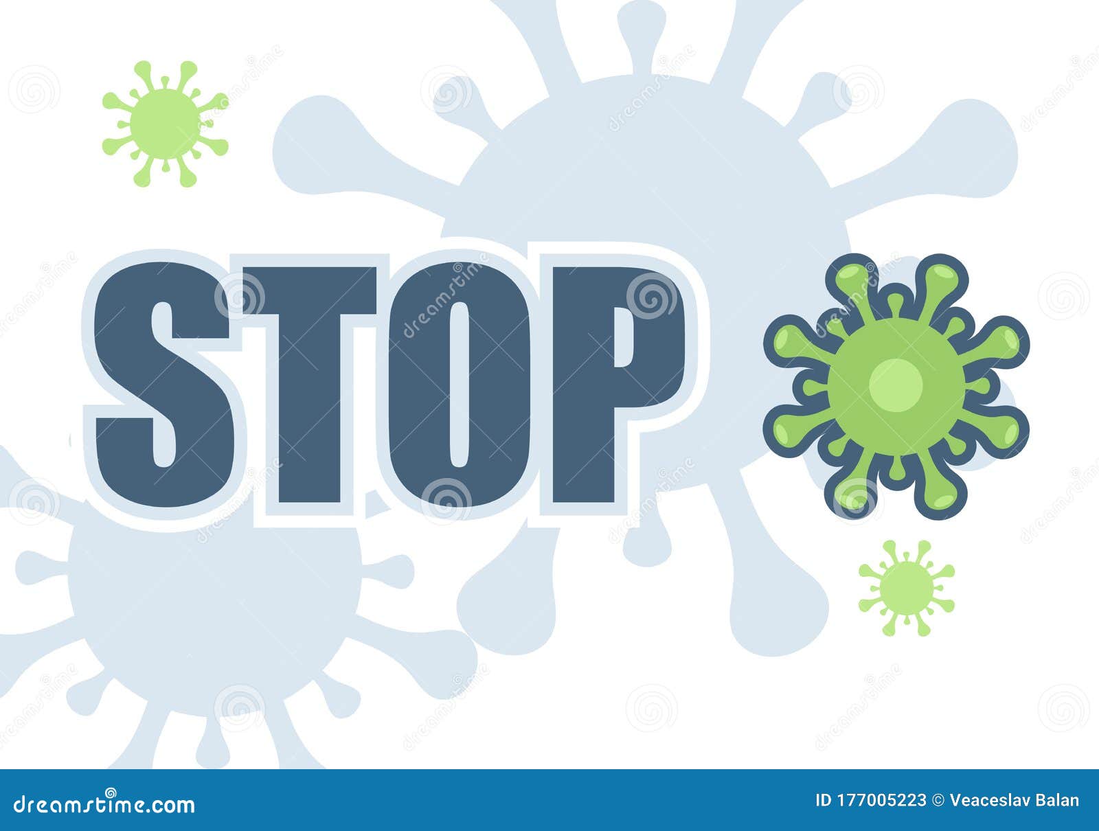 Stop Virus, Poster with Bacteria Around Stock Vector - Illustration of ...