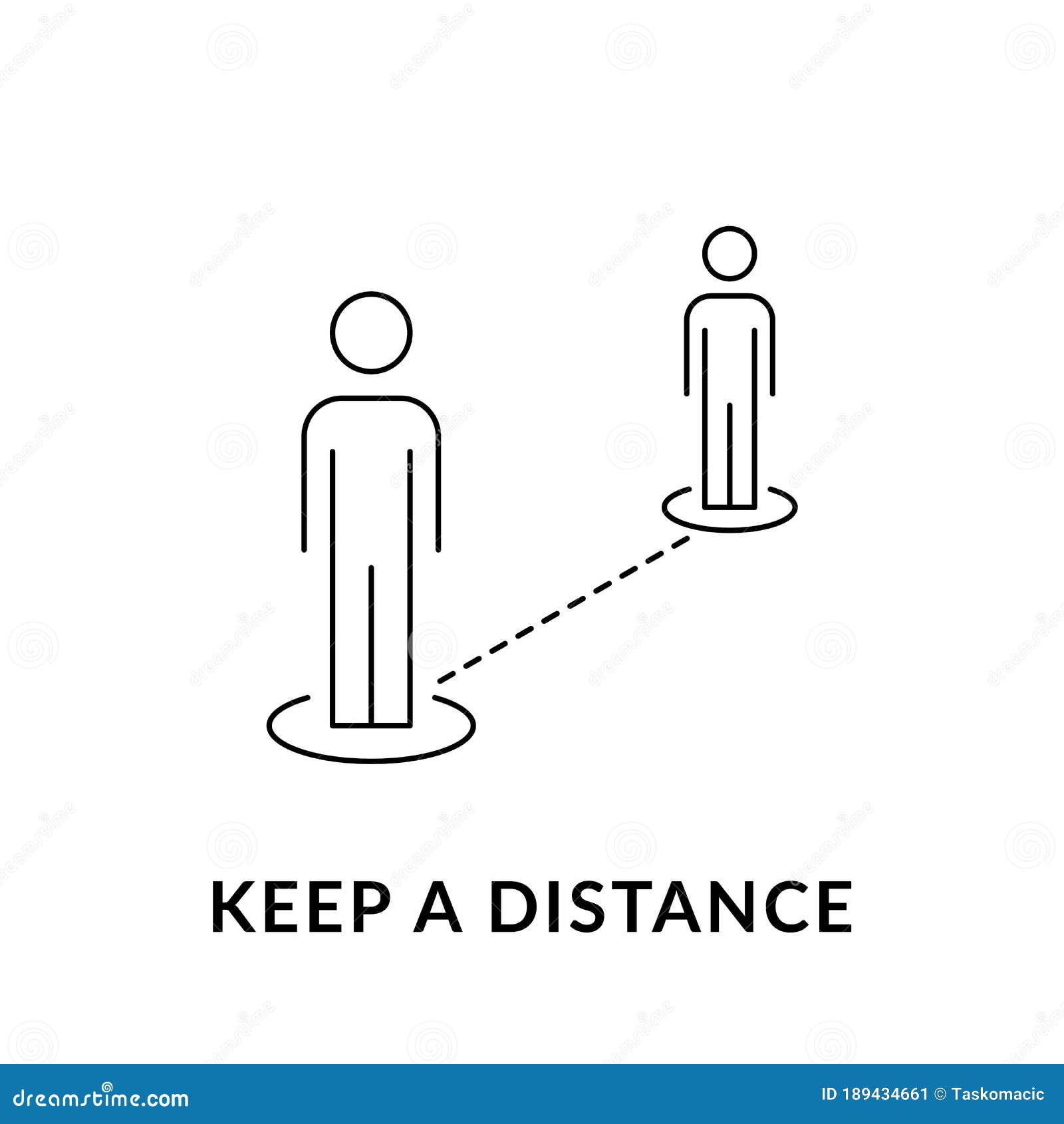 Keep Safe Distance Sign. Two People Standing In A Queue. Covid-19 ...