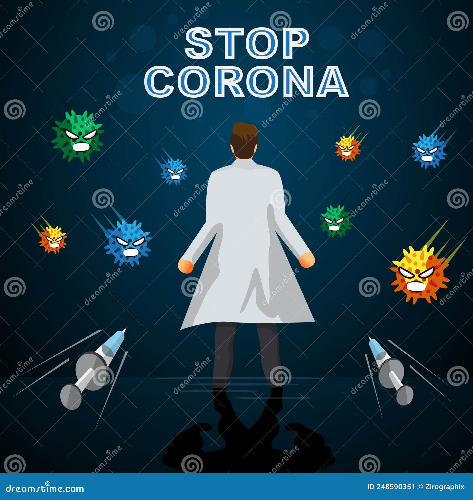 Stop Virus Vector Art Illustration Design Stock Vector - Illustration ...