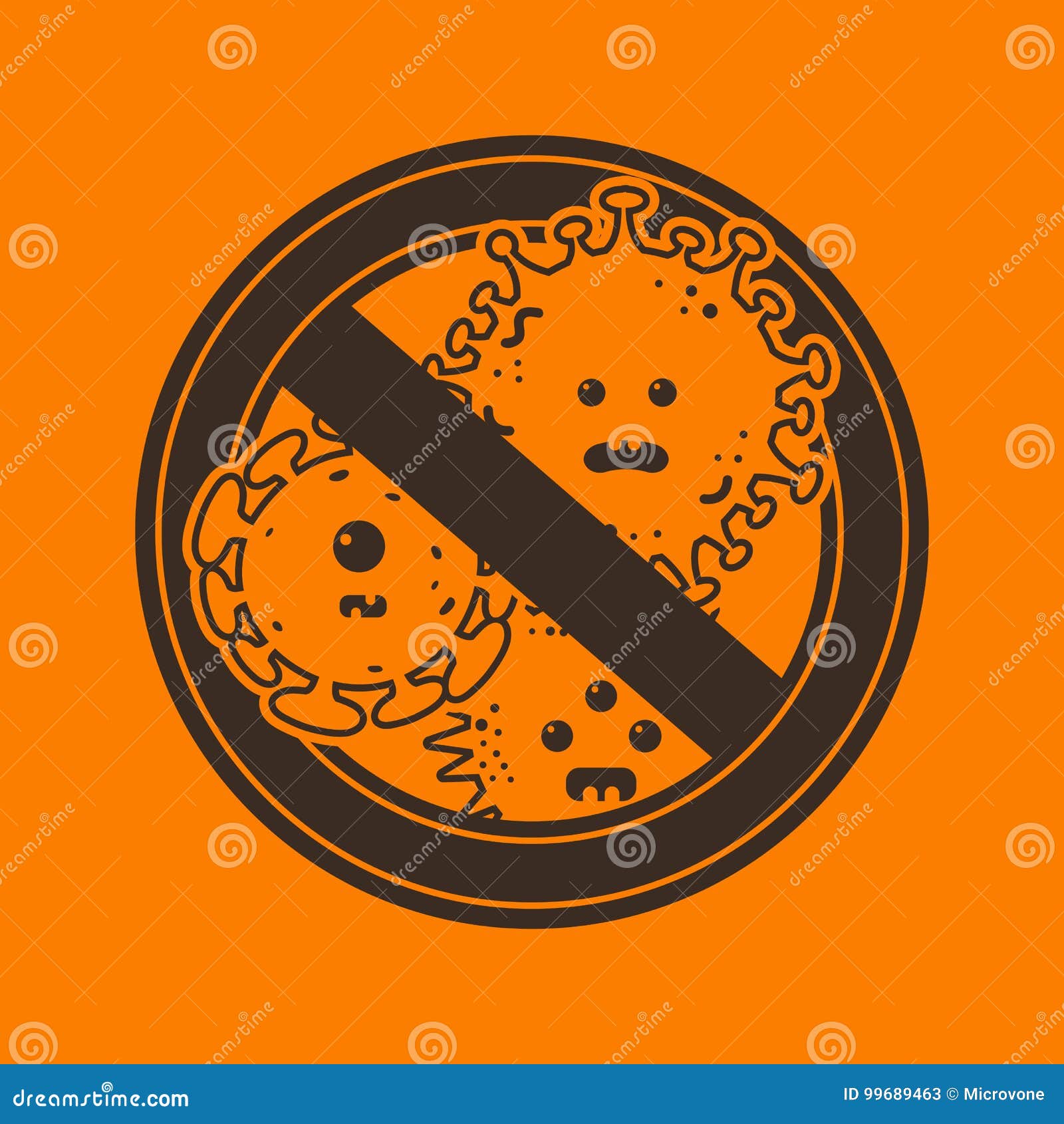 Stop Microbes Sign. Red Prohibition Signs With Bacteria, Viruses And ...