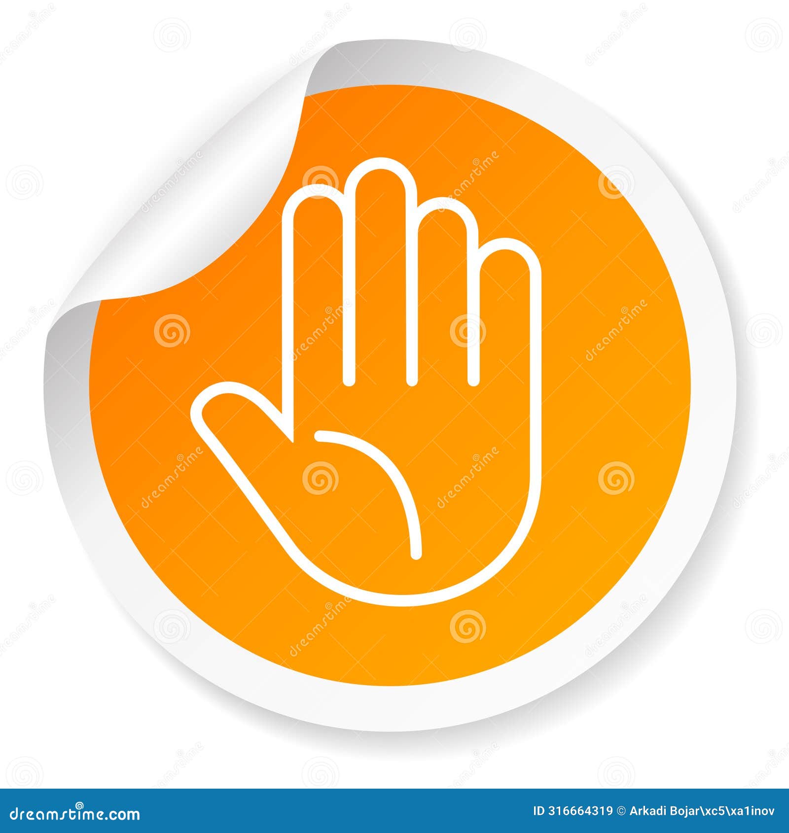 Stop or Wait Yellow Sticker with Human Hand Stock Vector - Illustration ...