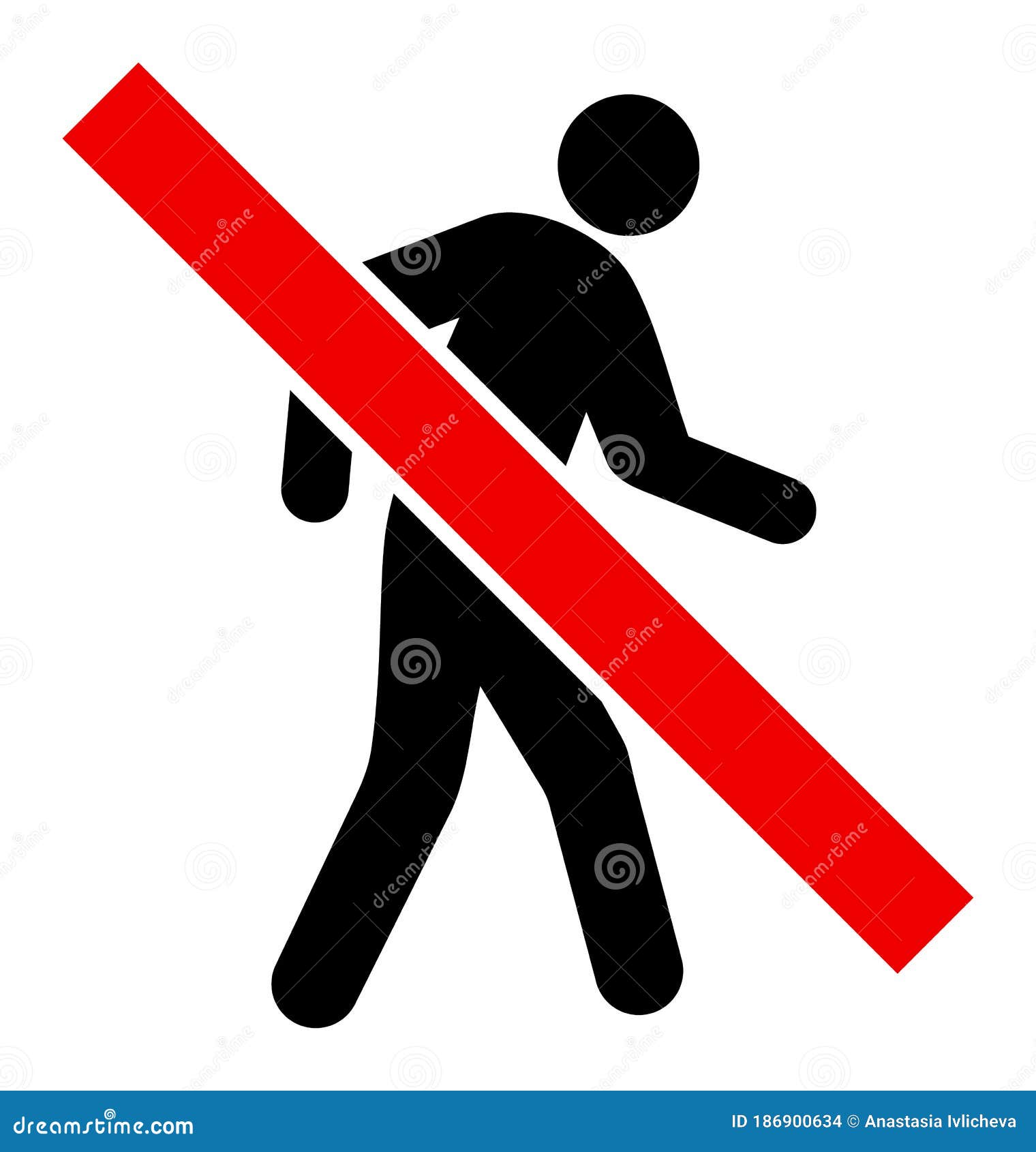 Stop Walking Pedestrian Recursive Icon Composition Cartoon Vector ...