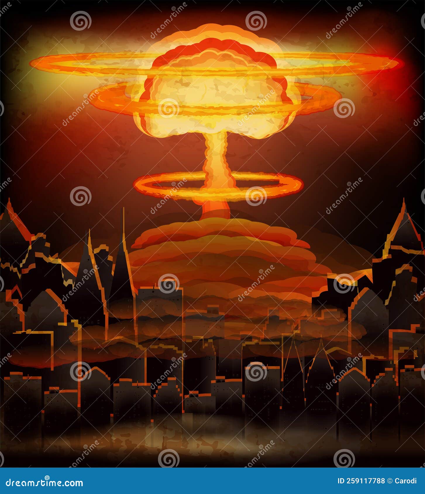 Stop War Card with Nuclear Explosion in City . Vector Stock Vector ...