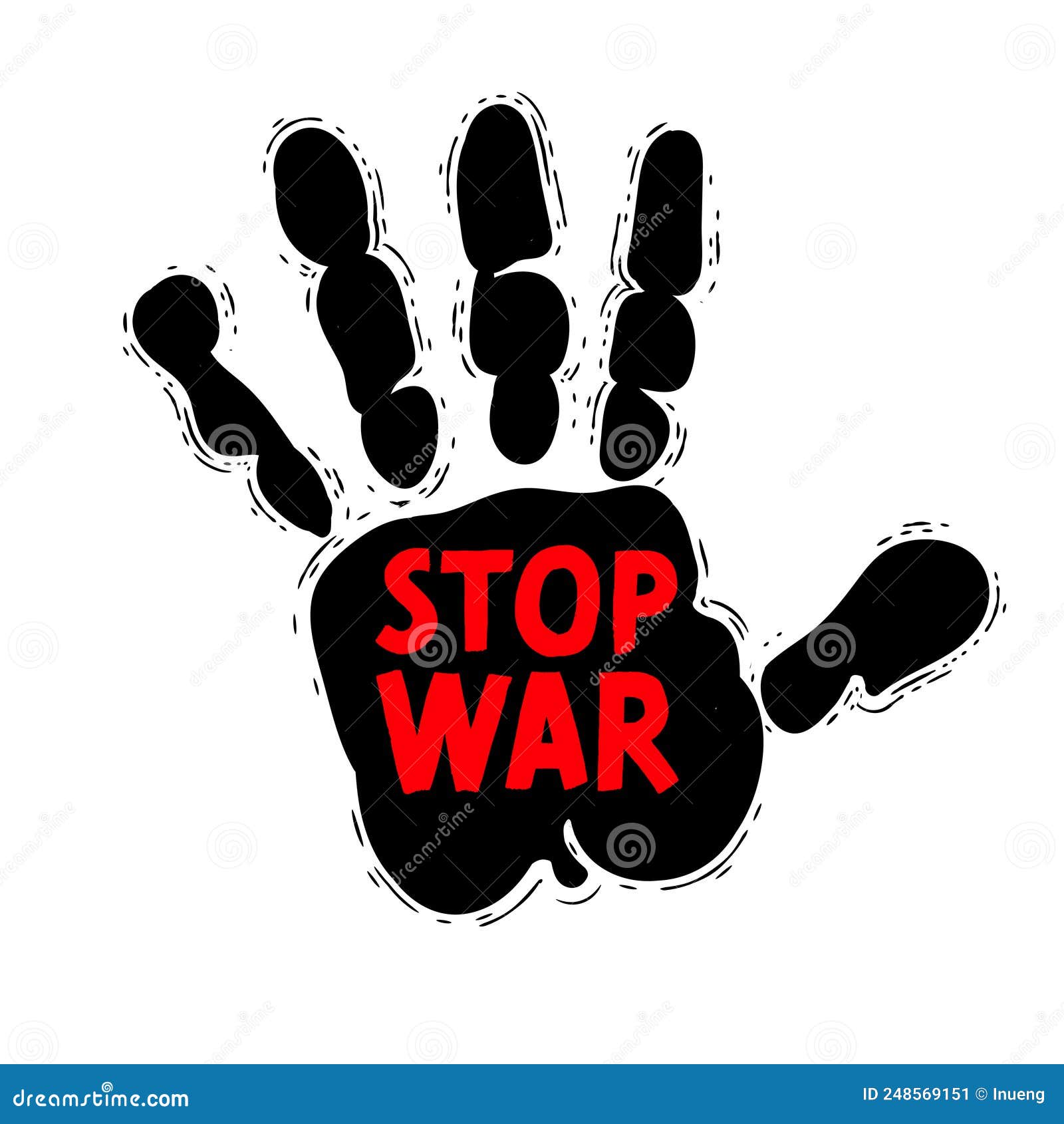 Stop war on hand sign stock vector. Illustration of palm - 248569151