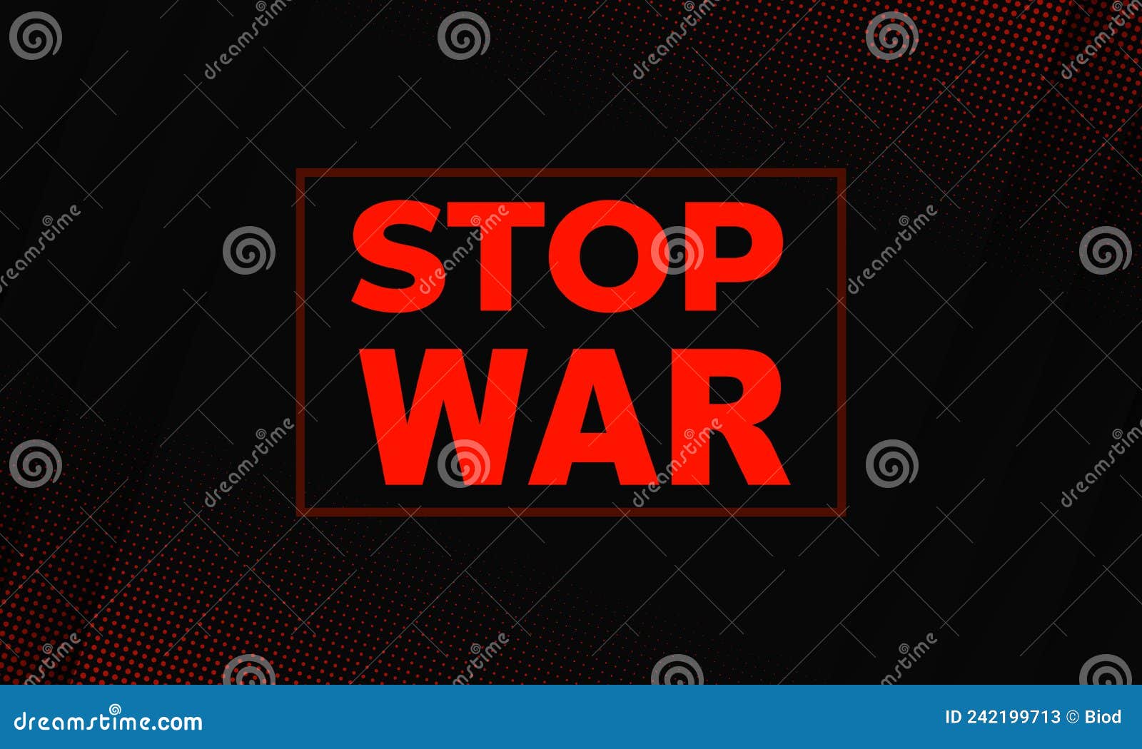 Stop War Red Symbols on Black Background with Red Halftone and Frame ...