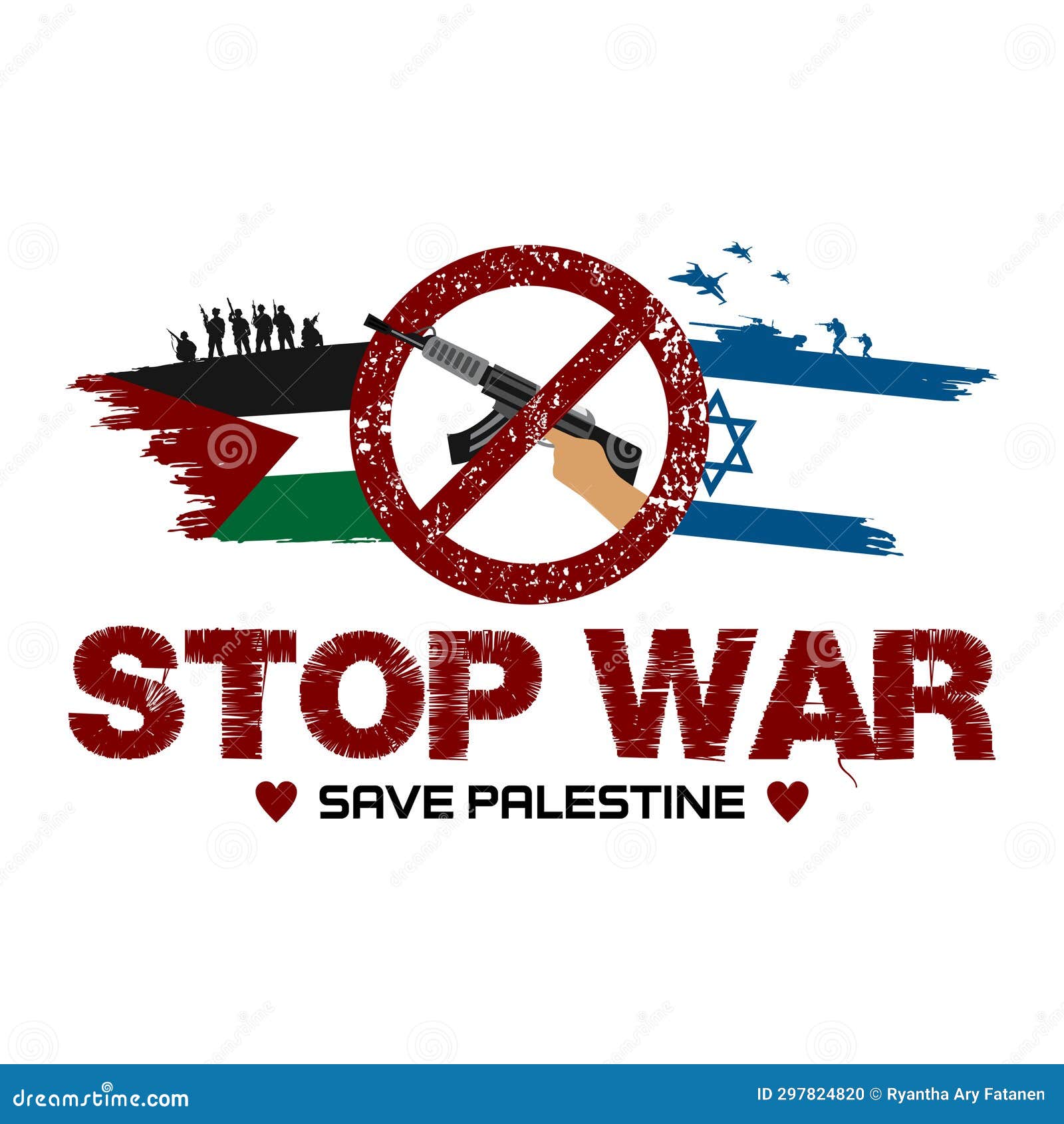Stop War. Save Palestine. Hand Drawn Vector Illustration. Stop War ...