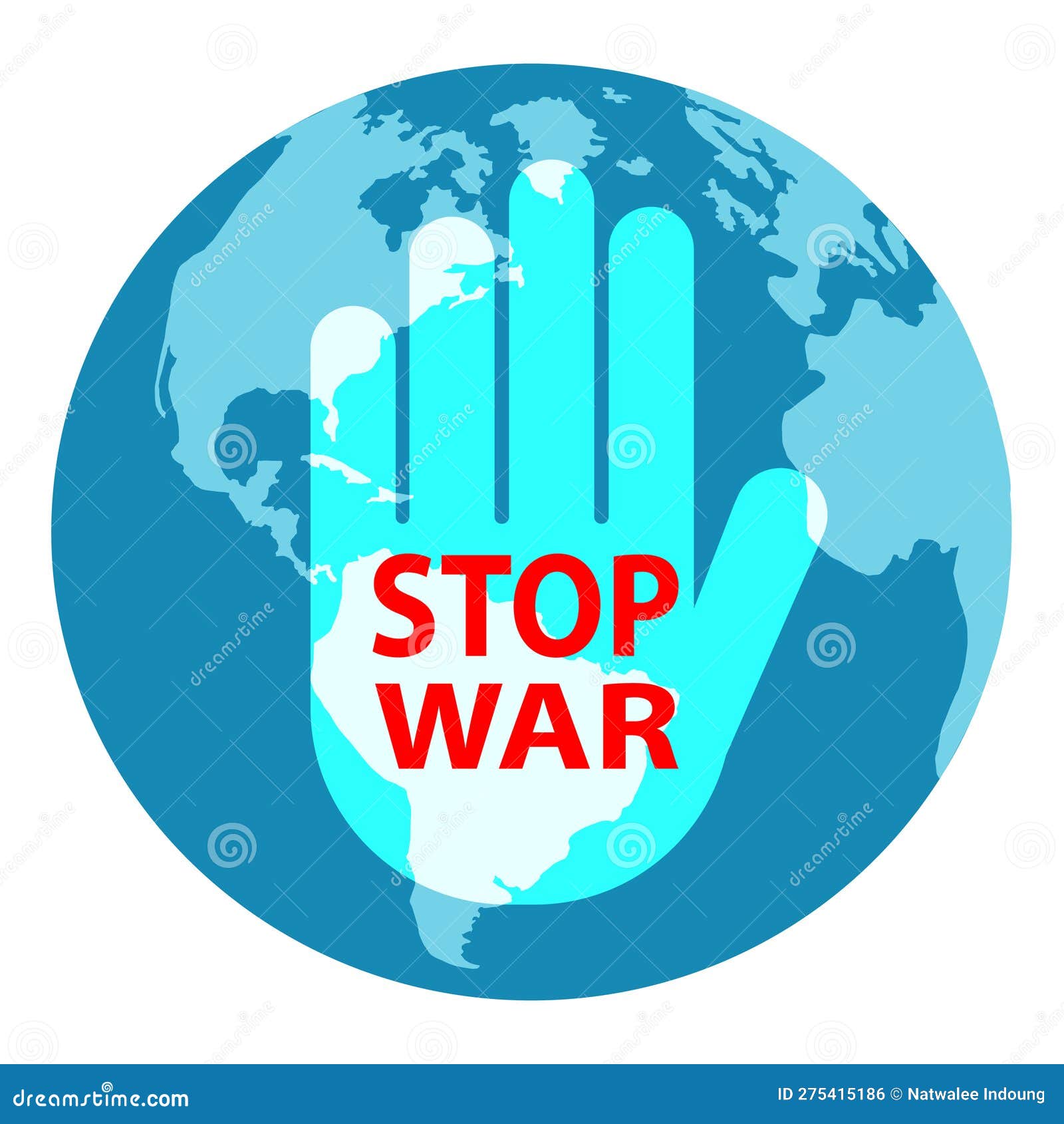 Stop War Sign on Hand Icon on World Map Stock Vector - Illustration of ...
