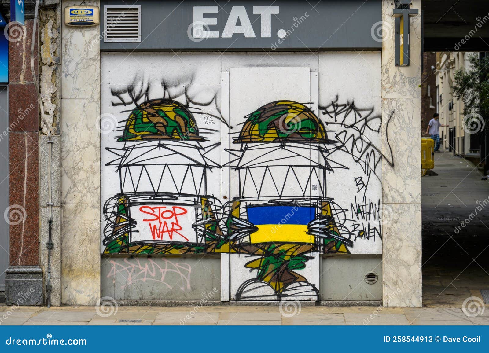 Stop War Ukraine Protest Graffiti on Side of Unused Building Editorial ...