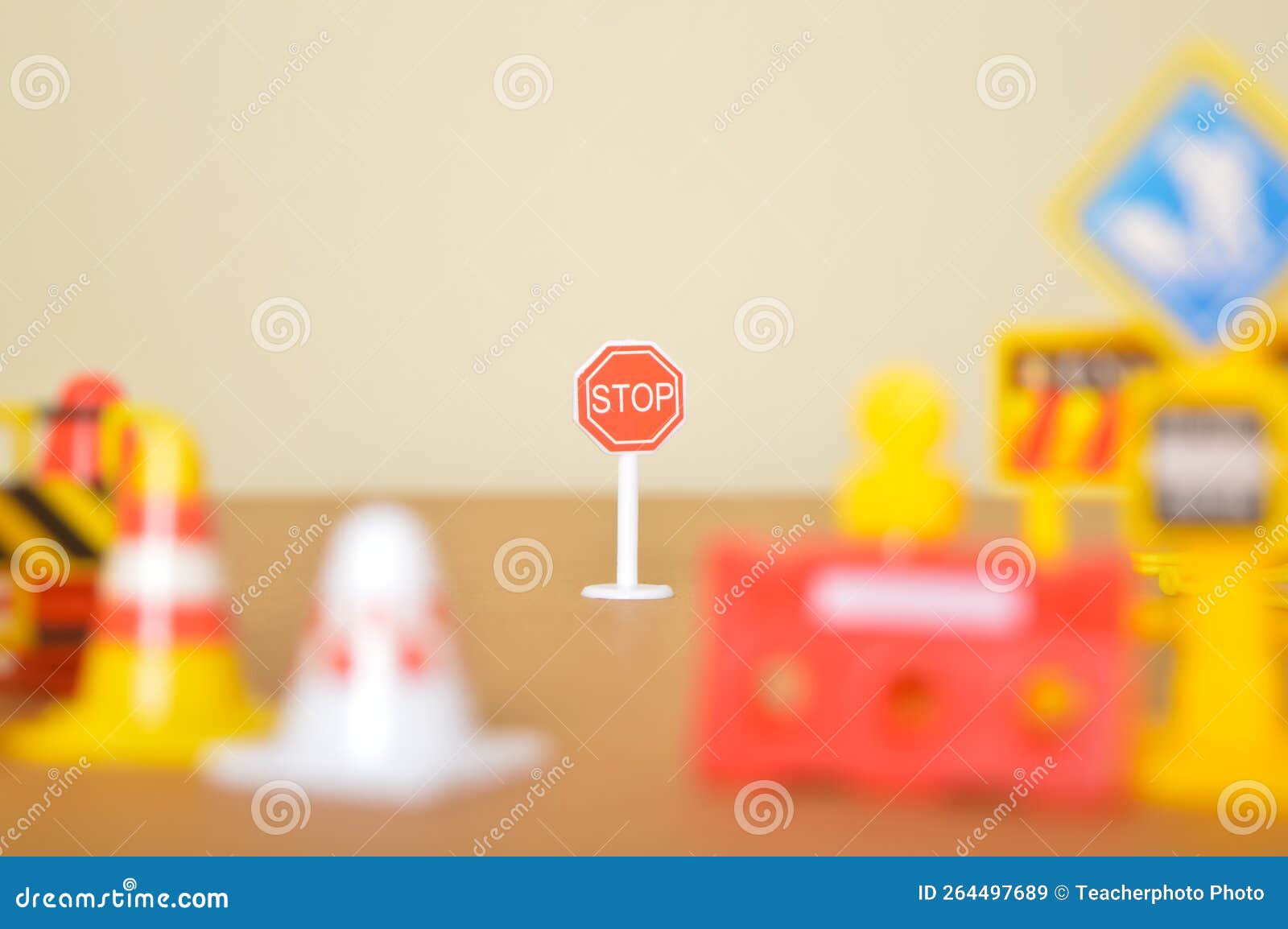 Stop Warning Sign Symbol with Blurred Background Stock Image - Image of ...