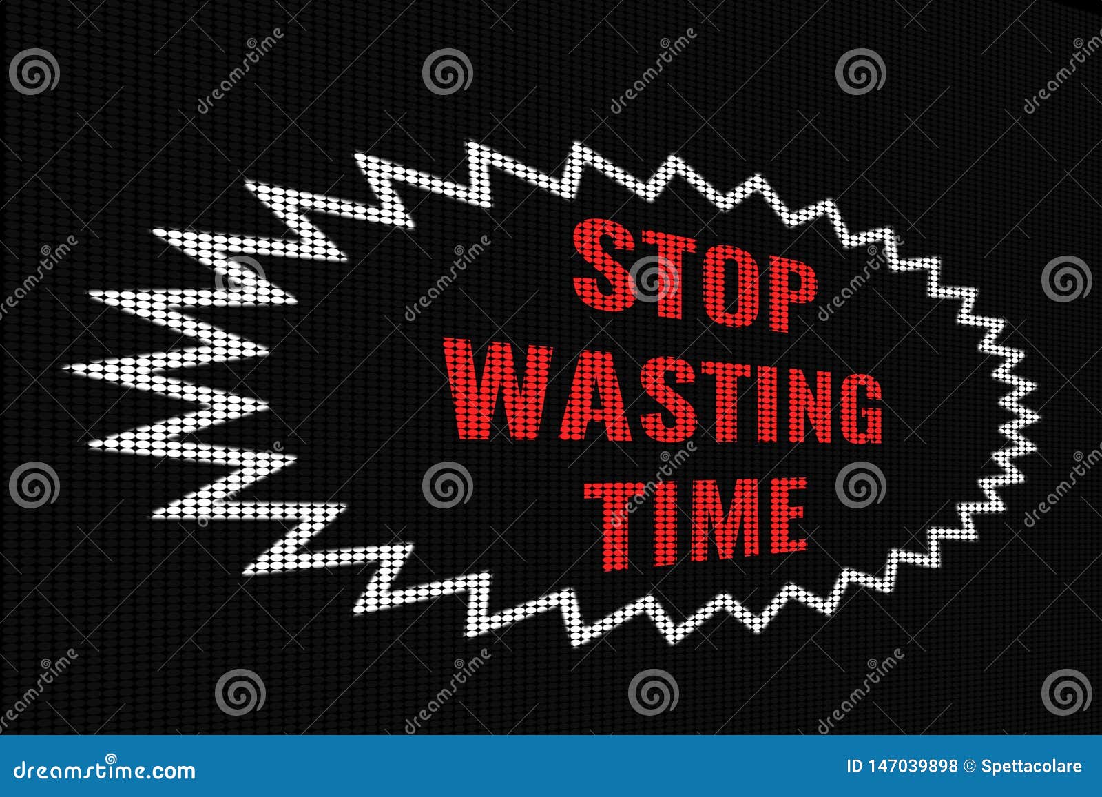 Stop Wasting Time Red Text on Dark Screen Stock Illustration ...