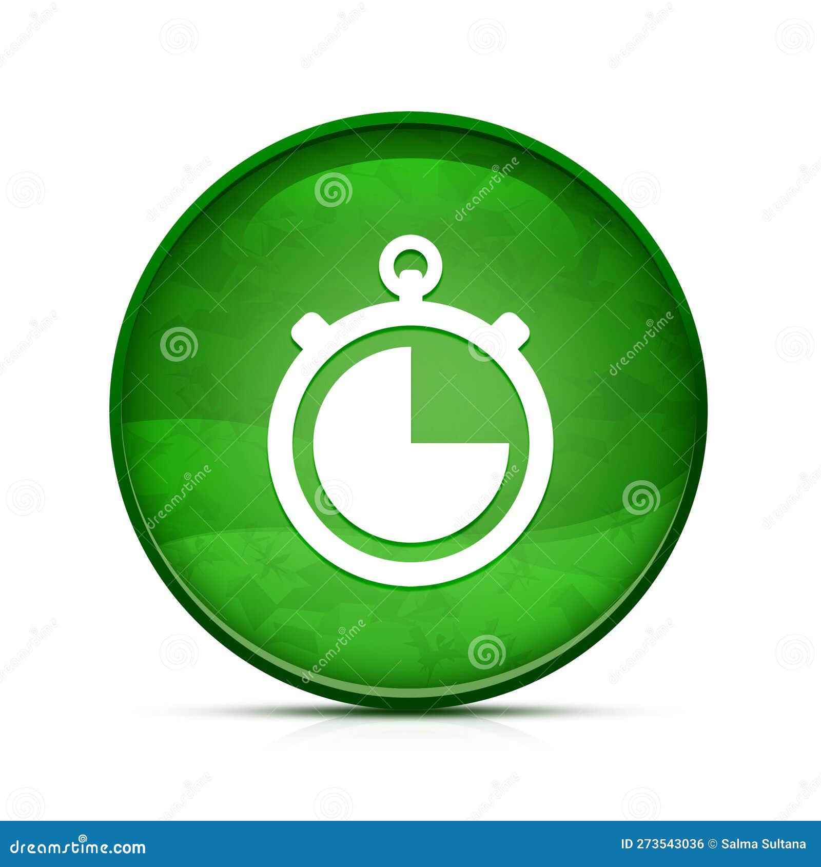 Stop Watch Icon on Classy Splash Green Round Button Illustration Stock ...