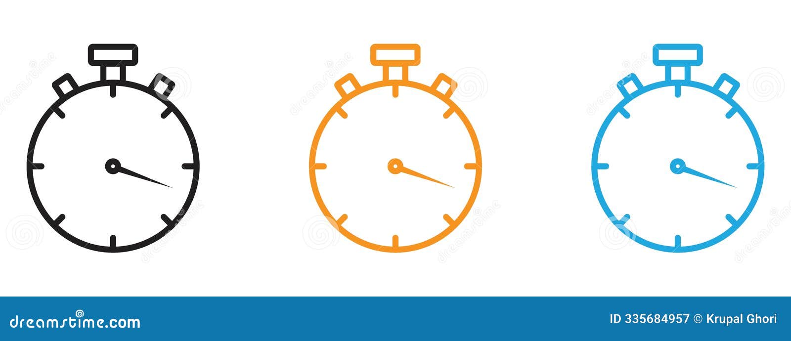 Stop Watch Icon Thin Line Illustration Set Stock Vector - Illustration ...