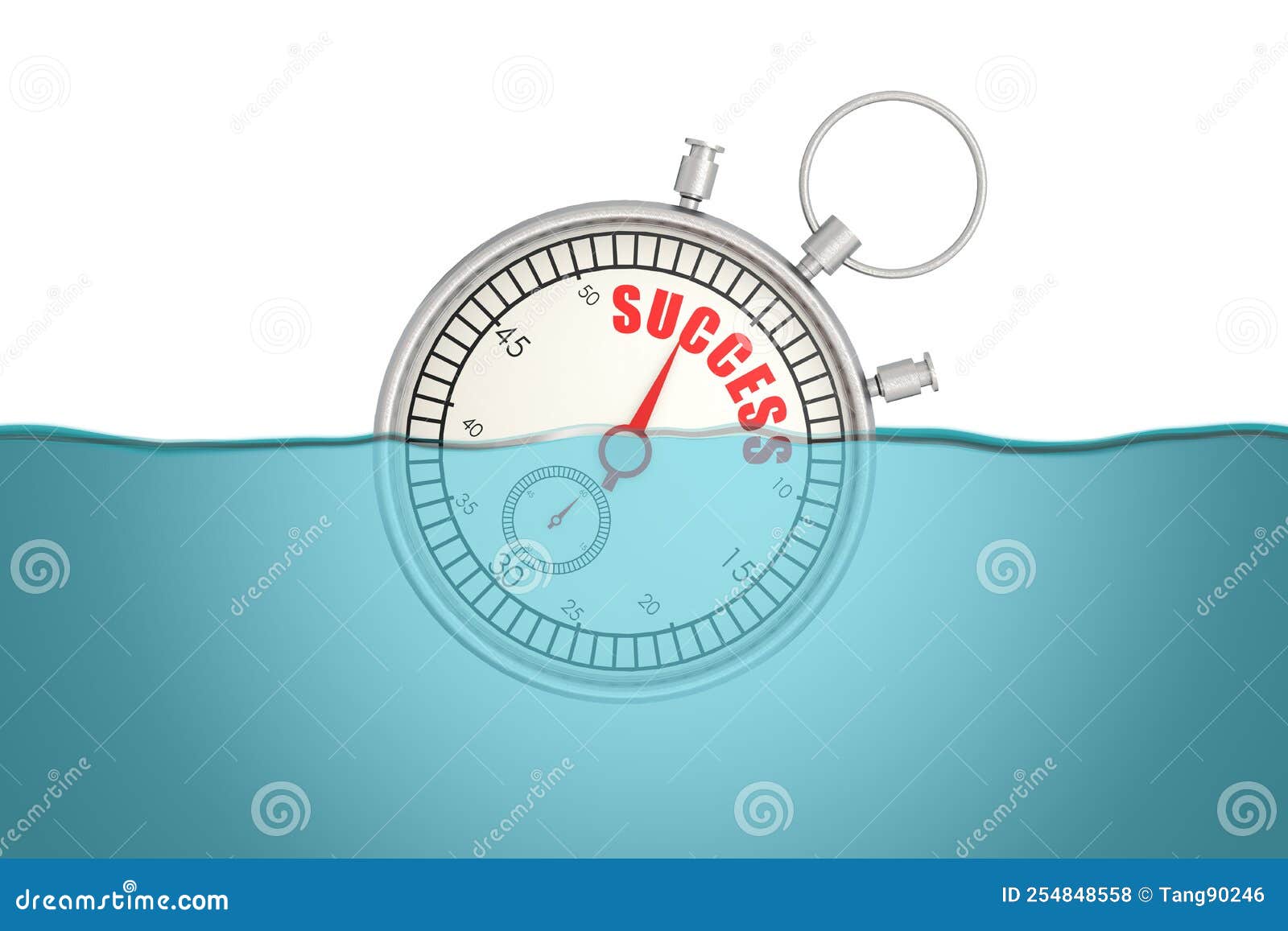Stop Watch with Success Word Sink into Blue Water Stock Illustration ...