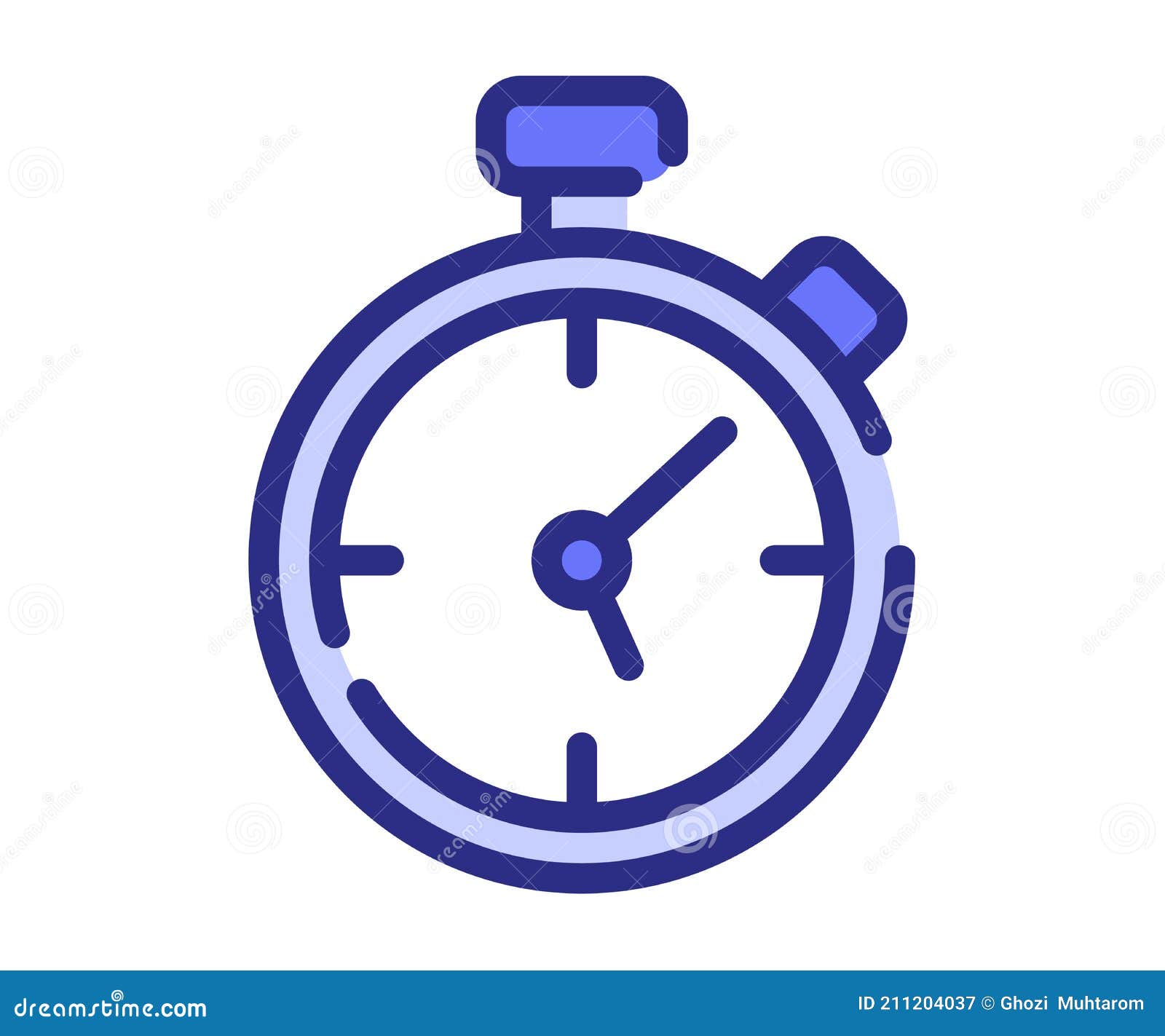 Stop Watch Timer Counter Single Isolated Icon with Dash or Dashed Line ...