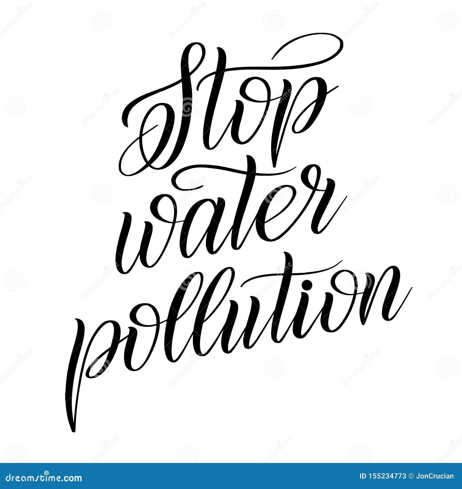 Stop Water Pollution. Script Lettering. Stock Vector - Illustration of ...