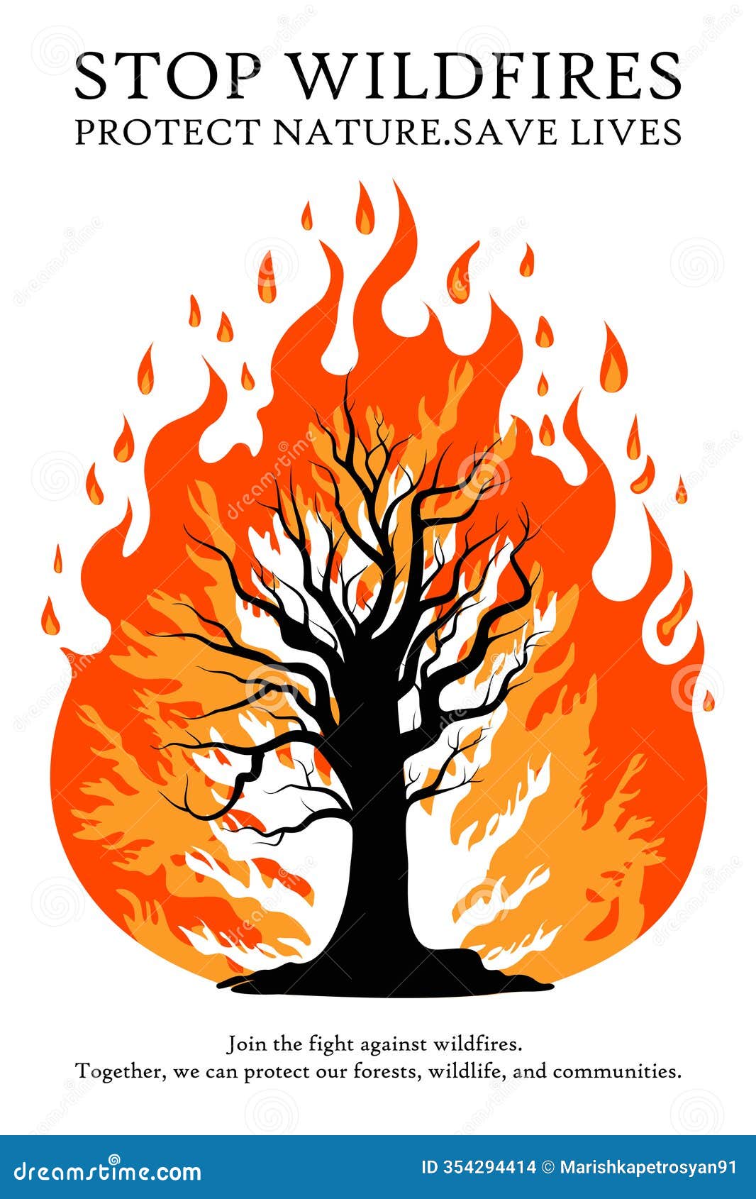 Stop Wildfires Minimalistic Flat Poster Design V Illustration Stock ...