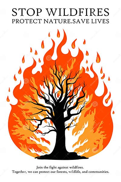 Stop Wildfires Minimalistic Flat Poster Design V Illustration Stock ...