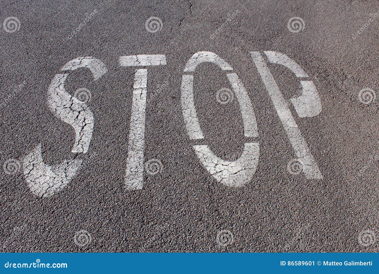 Stop writing on asphalt stock image. Image of white, marking - 86589601