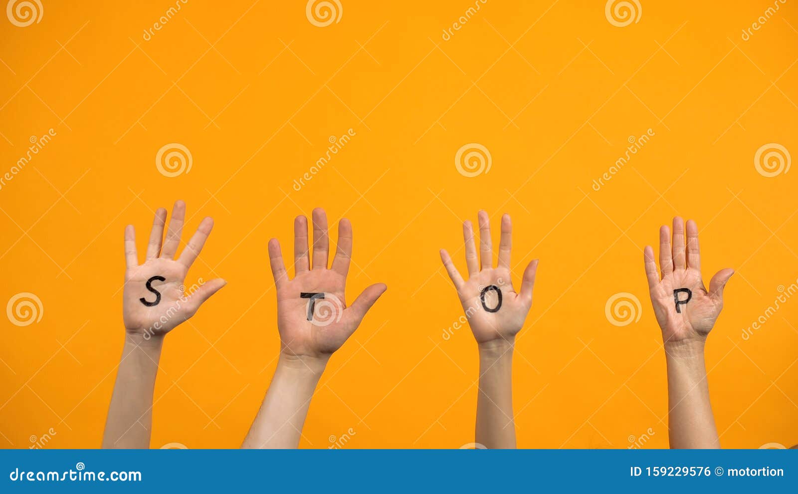 Stop Written Palms on Orange Background, Danger Warning, Protest ...