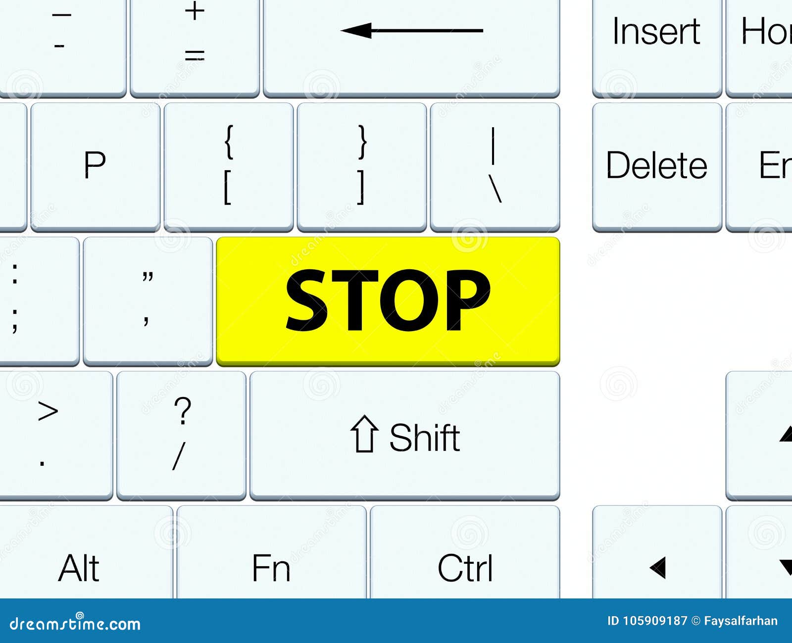Stop Yellow Keyboard Button Stock Illustration - Illustration of close ...