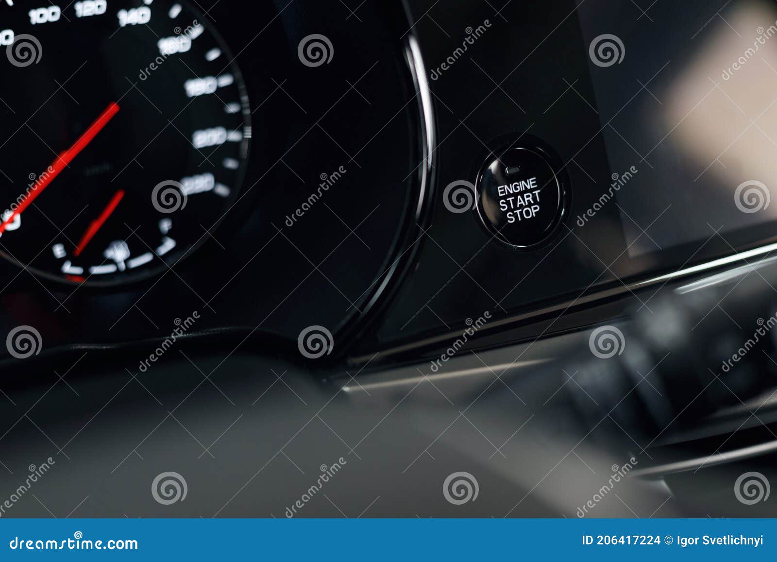 Stopknop Van Een Moderne Auto Met Motor. Stock Foto - Image of zwart ...