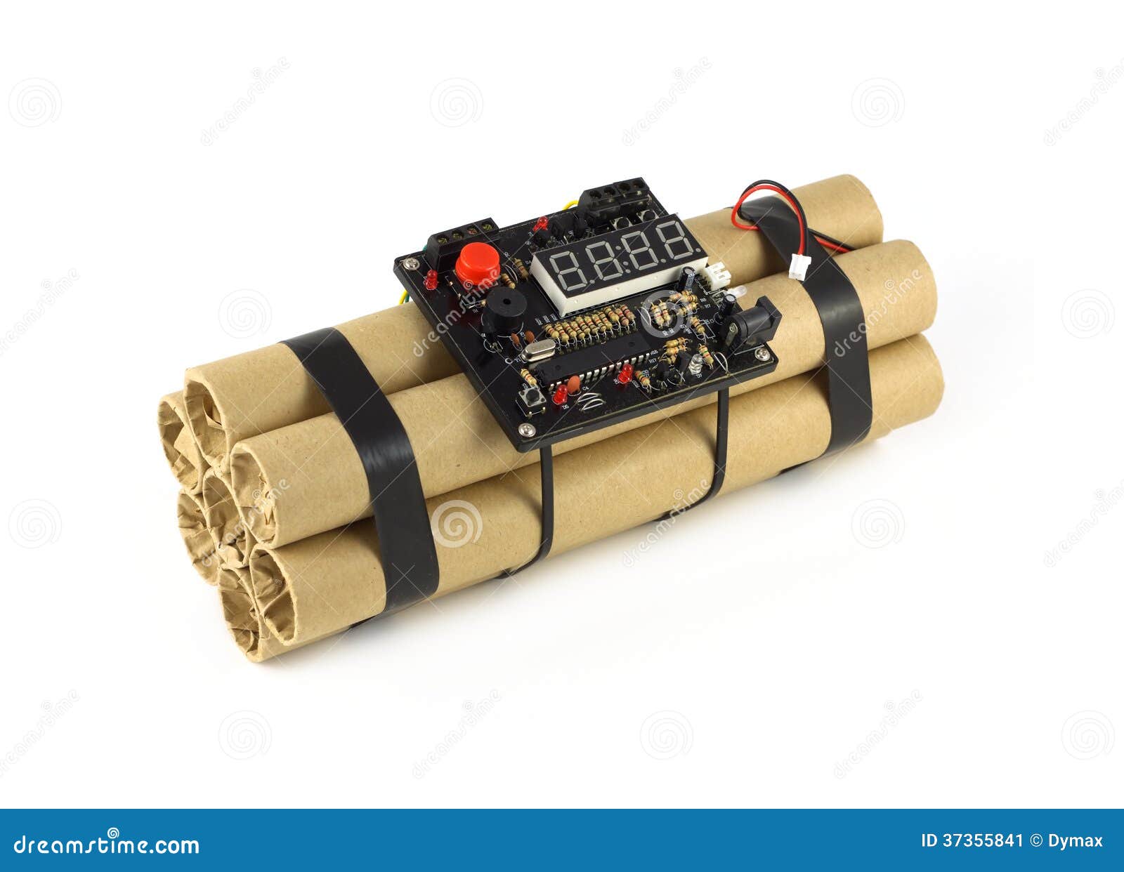 Stopped Time Bomb Isolated on White Stock Image - Image of digit ...