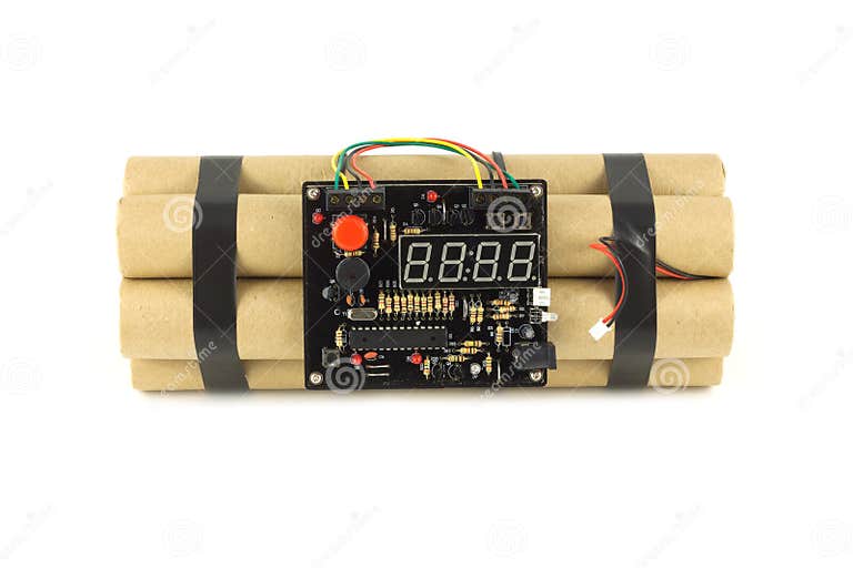 Stopped time bomb on white stock photo. Image of bomb - 35494664