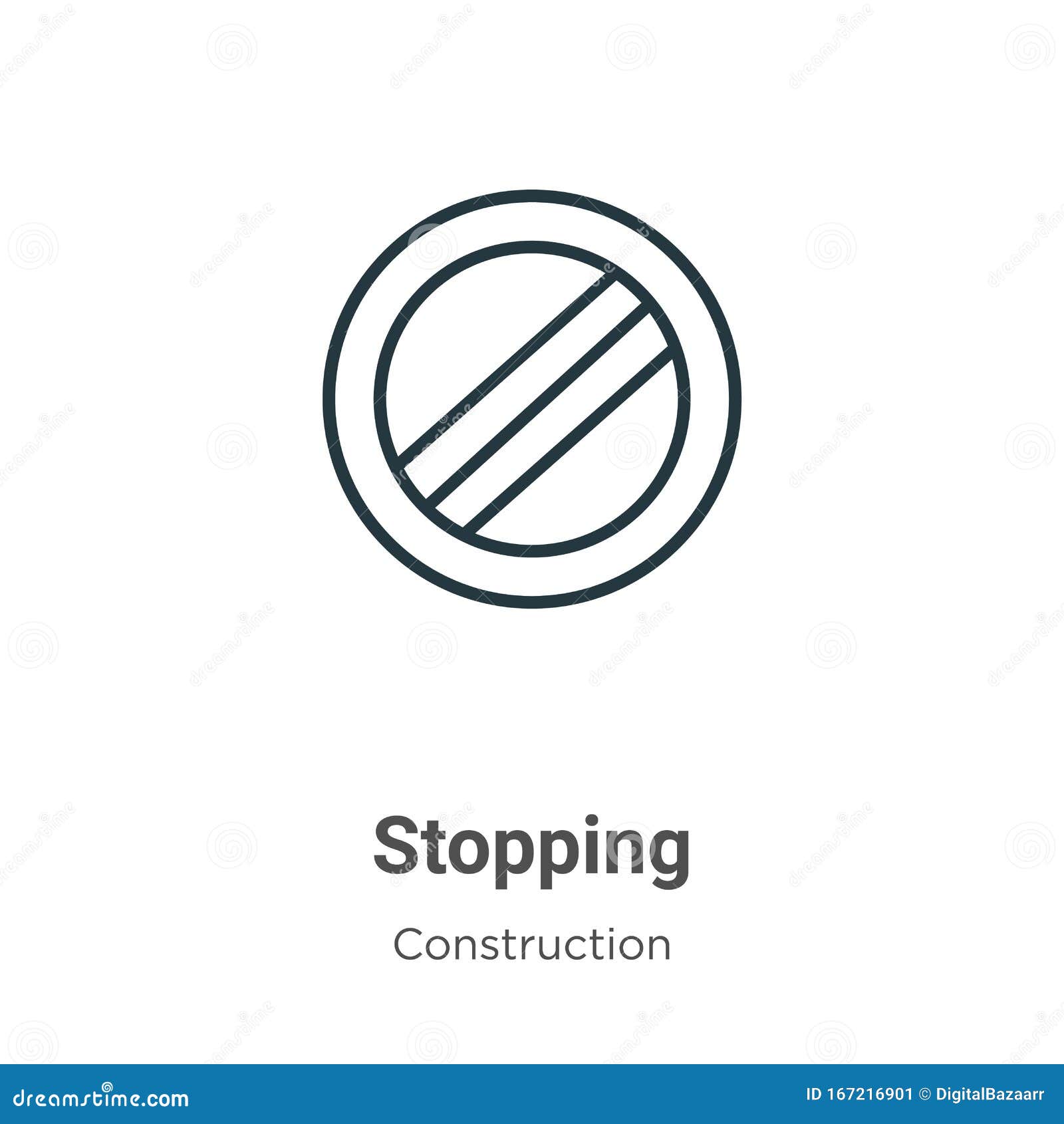 Stopping Outline Vector Icon. Thin Line Black Stopping Icon, Flat ...