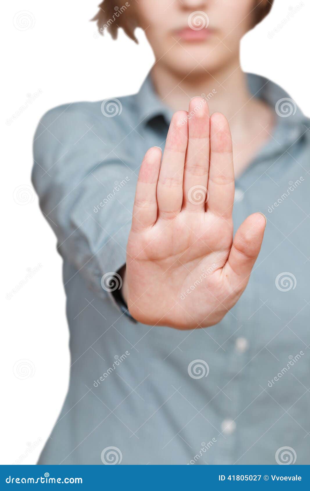 Stoppschild - Ein Handzeichen Stockbild - Bild von hand, person: 41805027