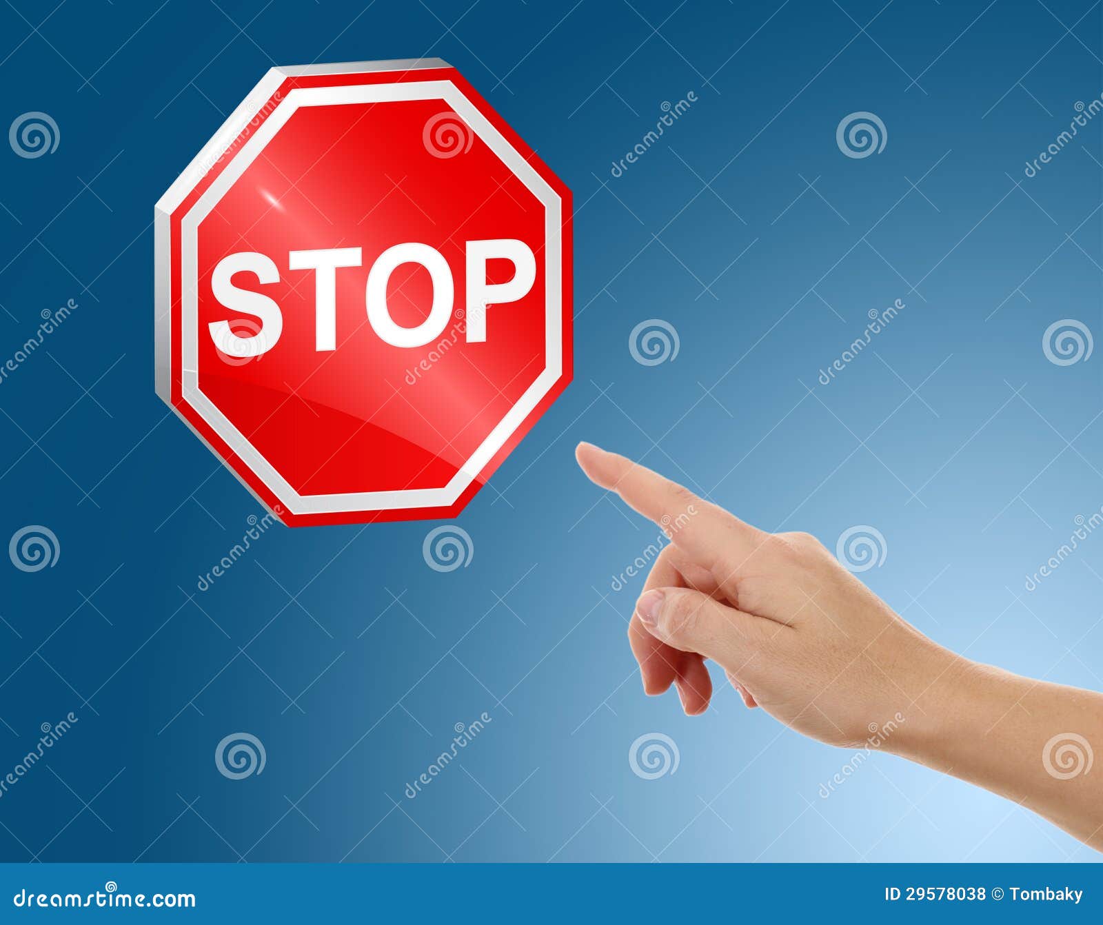 Stoppschild Mit Der Menschlichen Hand Stockfoto - Bild von effekt ...