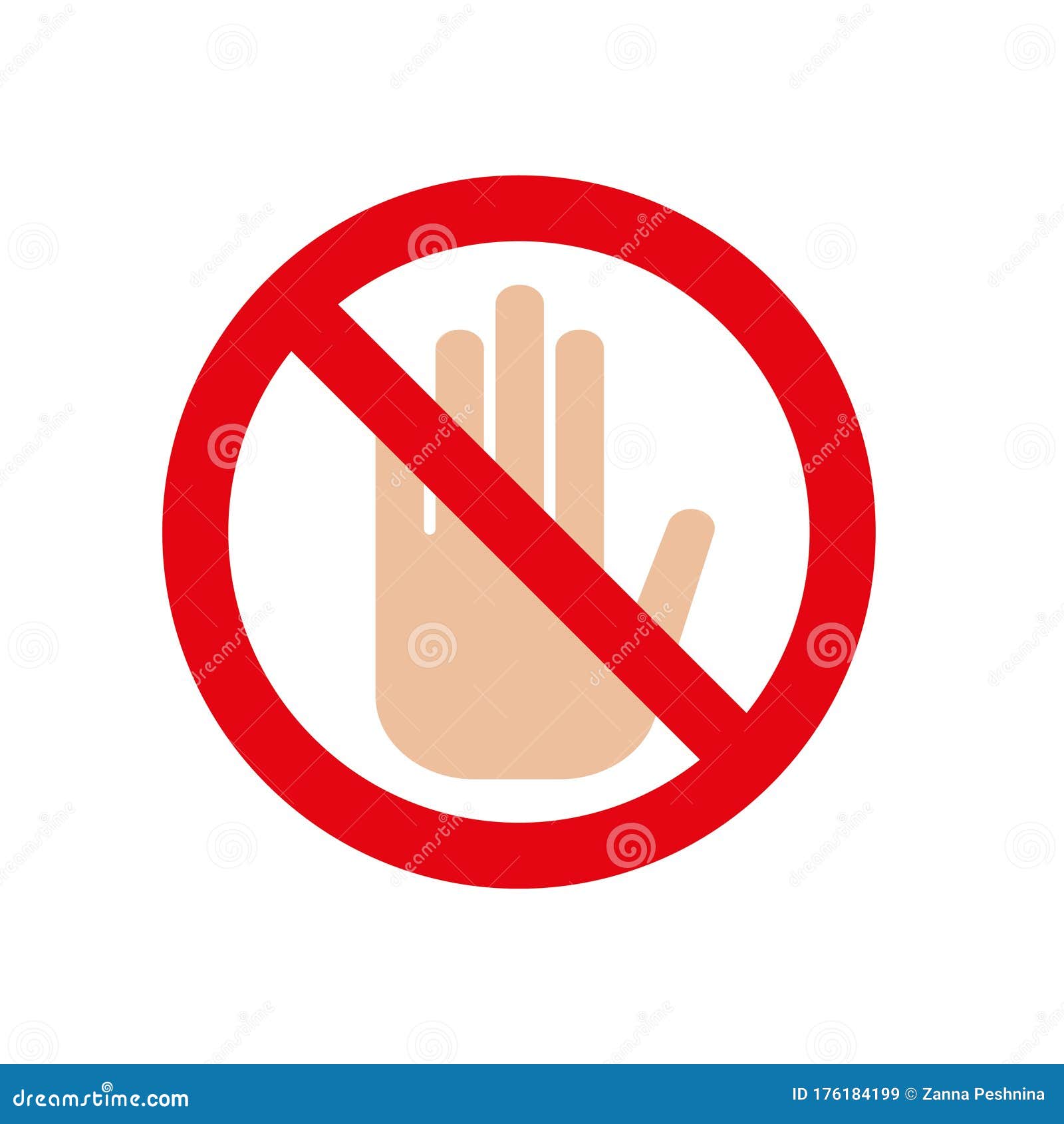 Stopteken Met Het Symbool Van Het Menselijk Hand. Vector Vector ...