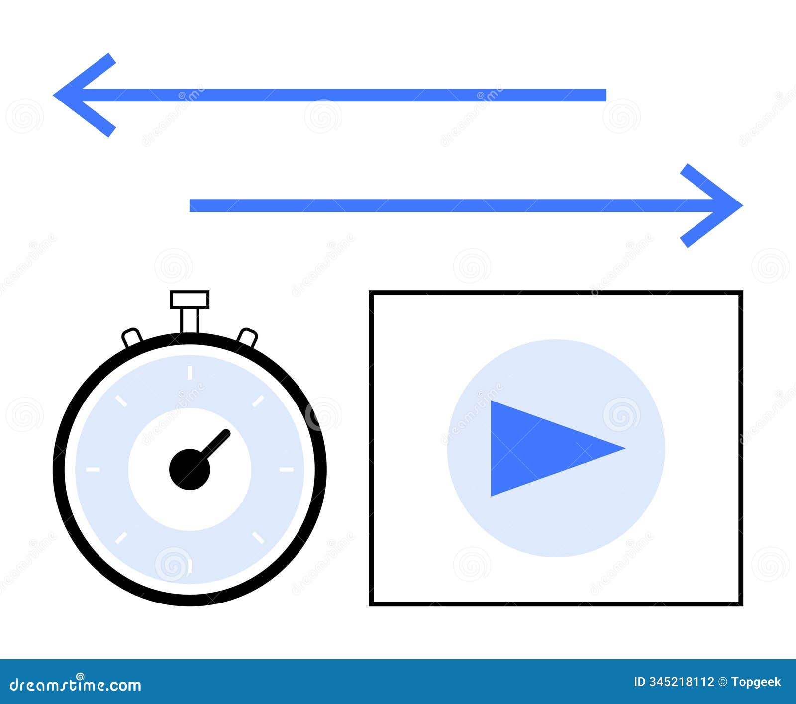 Stopwatch, Arrow, and Play Button Elements Representing Time, Direction, and Media Control Stock ...