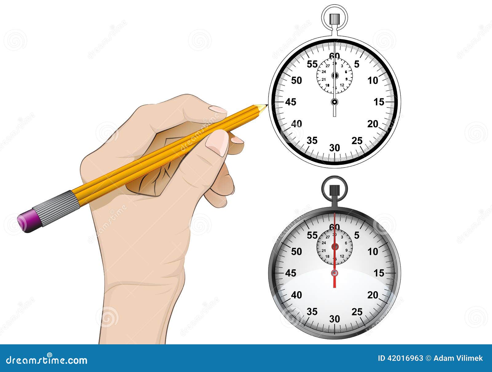 Set Stopwatch, Drawing Compass, Scale With Suitcase And Smart Icon ...