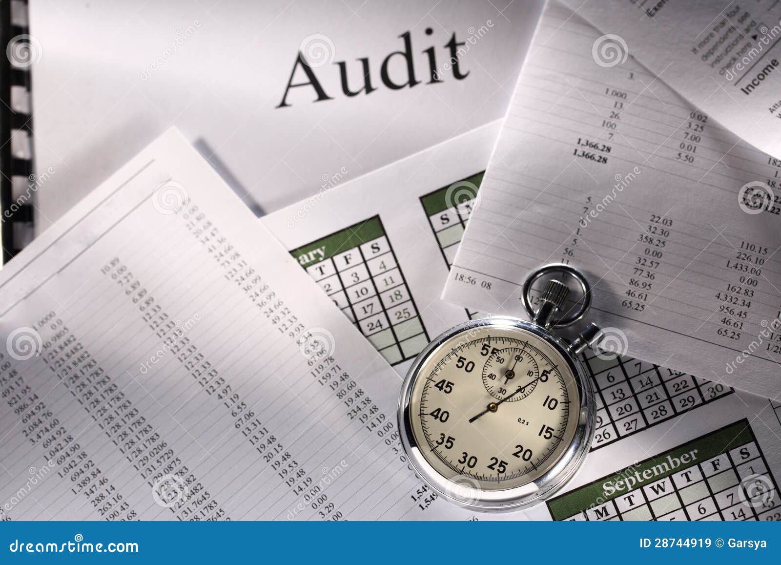 Stopwatch and audit stock image. Image of budget, document - 28744919