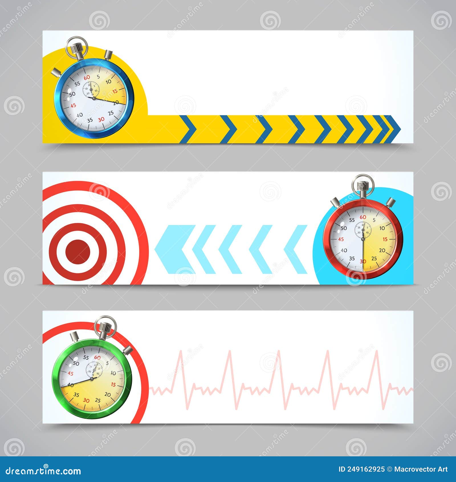 Stopwatch Banners Horizontal Stock Vector - Illustration of background ...