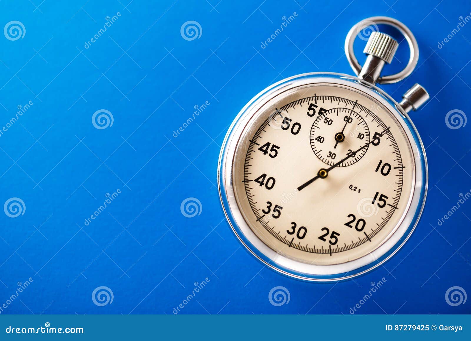 Stopwatch on Blue Background Stock Image - Image of speed, metal: 87279425