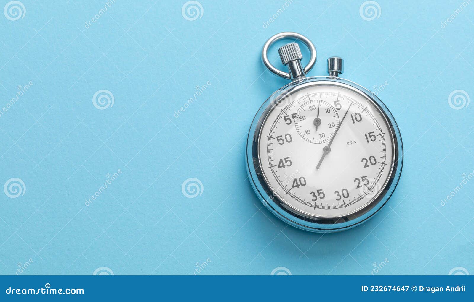 Stopwatch on Blue Background. Template Copy Space for Text Stock Image ...