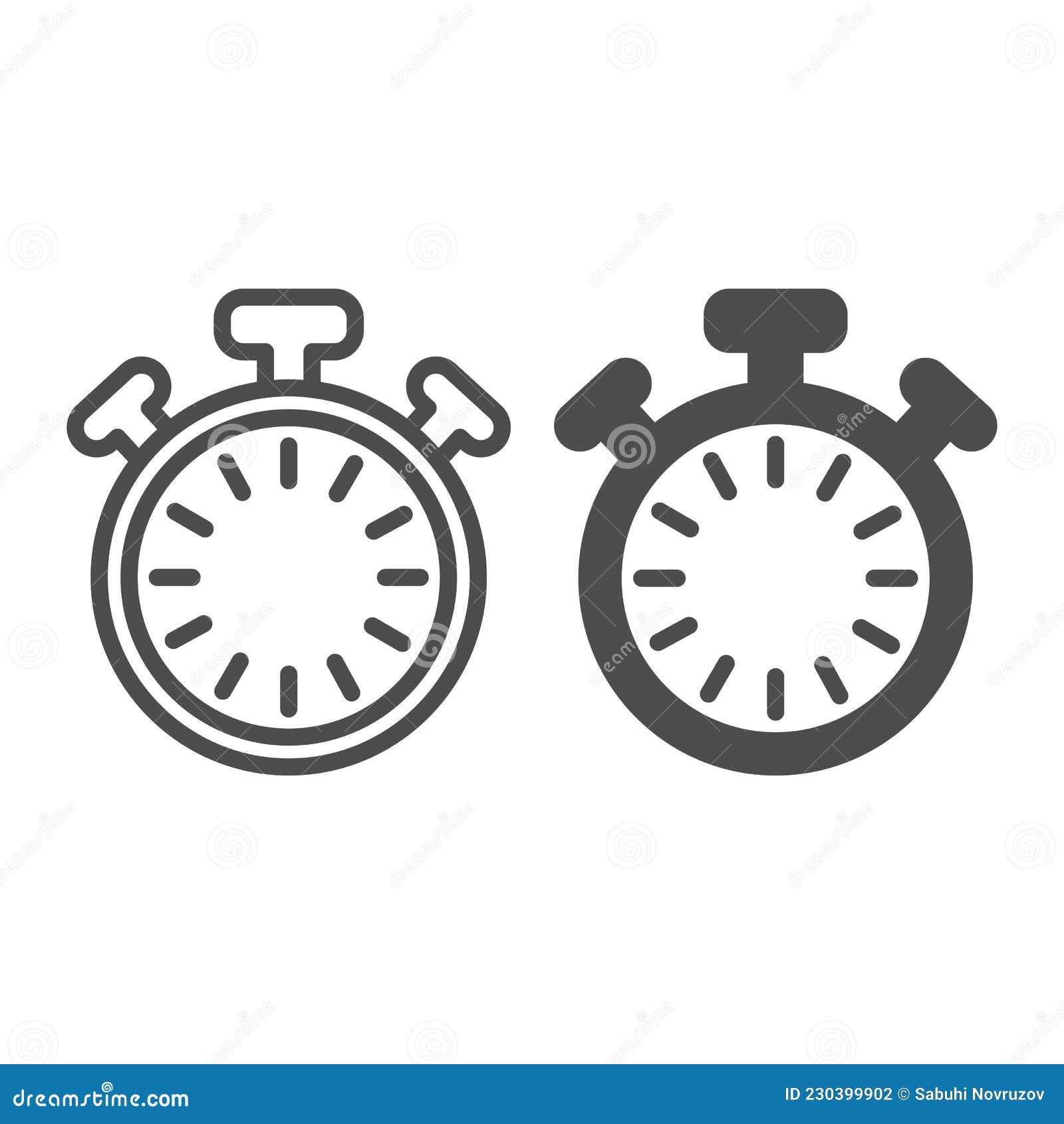 Stopwatch with Buttons and Dial without Hands, Timer Line and Solid ...