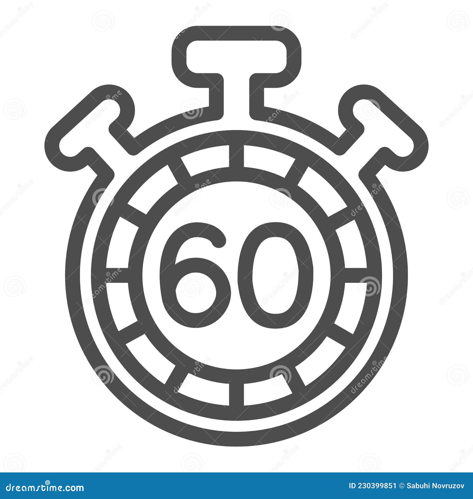 Stopwatch With Buttons 60 Seconds Timer Chronometer Line Icon Time