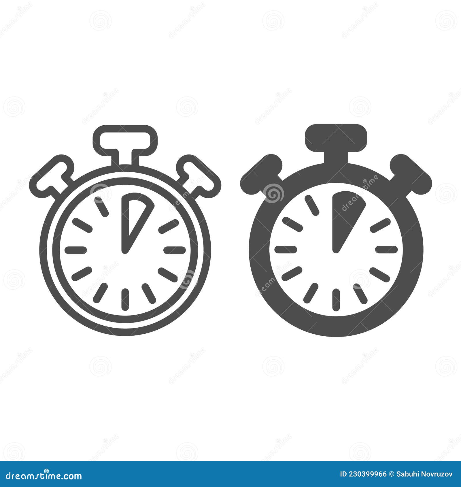 Stopwatch With Buttons 5 Seconds Timer Chronometer Line And Solid