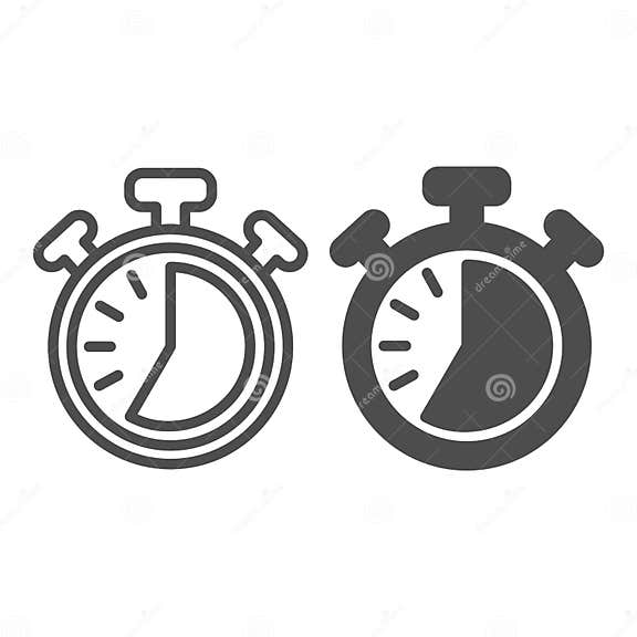 Stopwatch With Buttons 35 Seconds Timer Chronometer Line And Solid