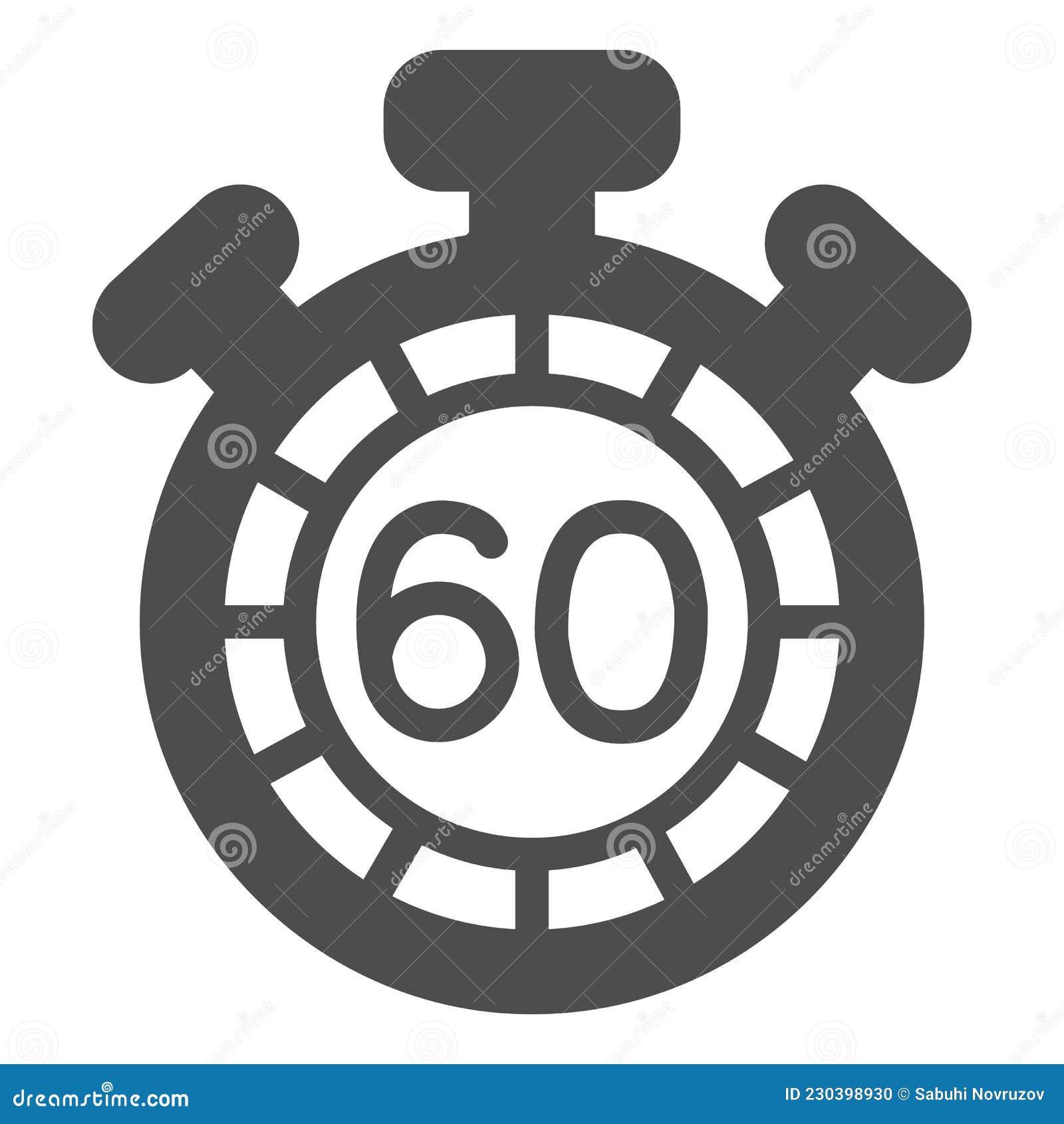Stopwatch With Buttons 60 Seconds Timer Chronometer Solid Icon Time