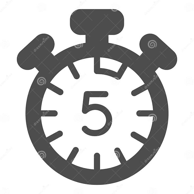 Stopwatch With Buttons 5 Seconds Timer Chronometer Solid Icon Time