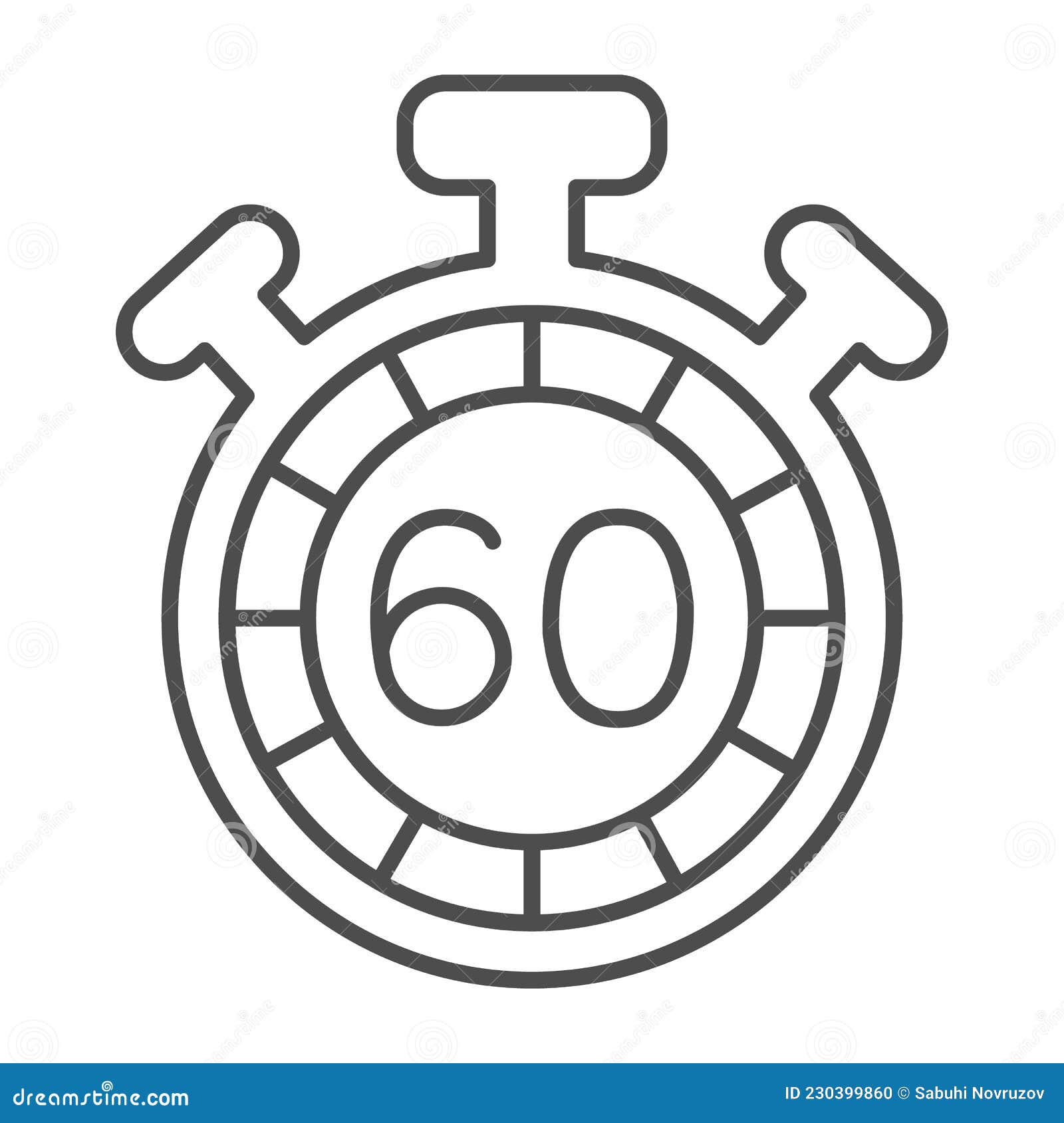 Stopwatch with Buttons, 60 Seconds, Timer, Chronometer Thin Line Icon ...