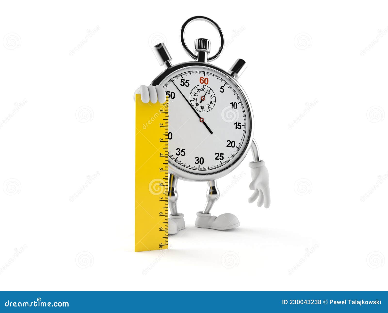 Stopwatch Character Holding Ruler Stock Illustration - Illustration of ...
