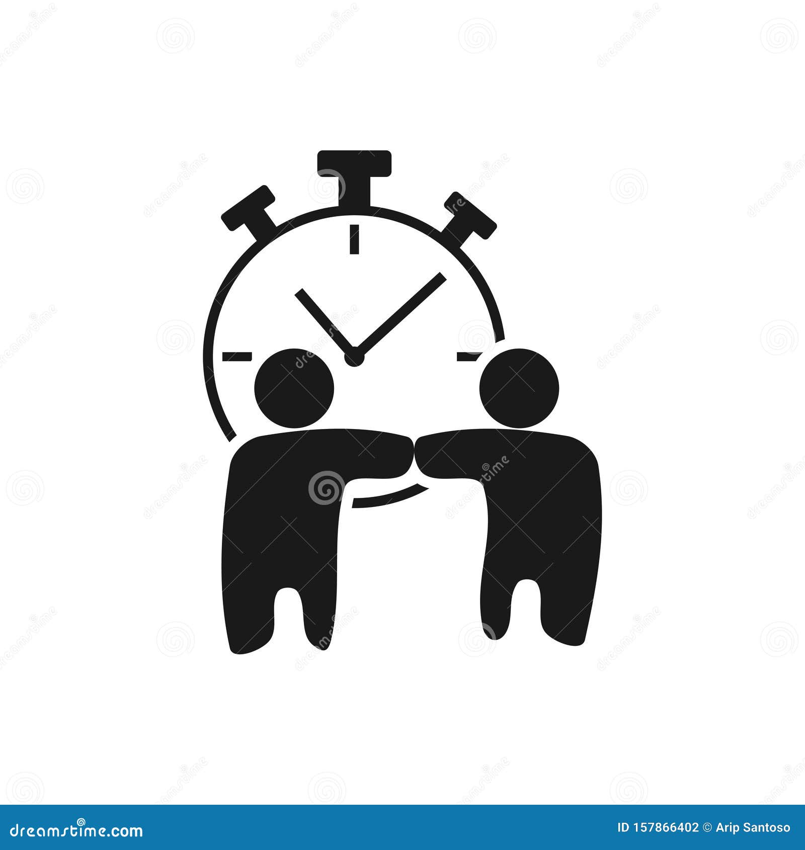 Stopwatch Commitment Teamwork Together Black Logo Stock Vector - Illustration of contribution ...