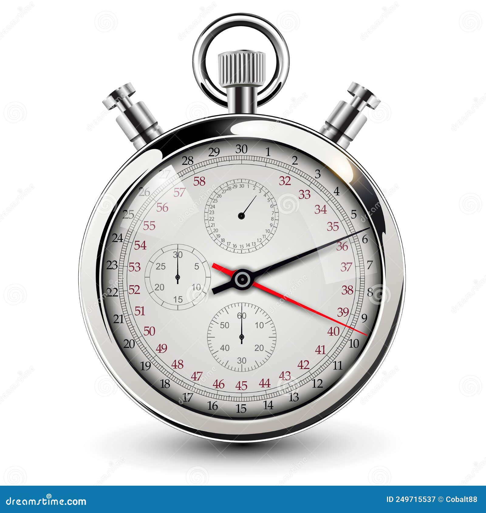 Stopwatch 3D Icon, Realistic Classic Silver Stop Watch Stock Vector ...
