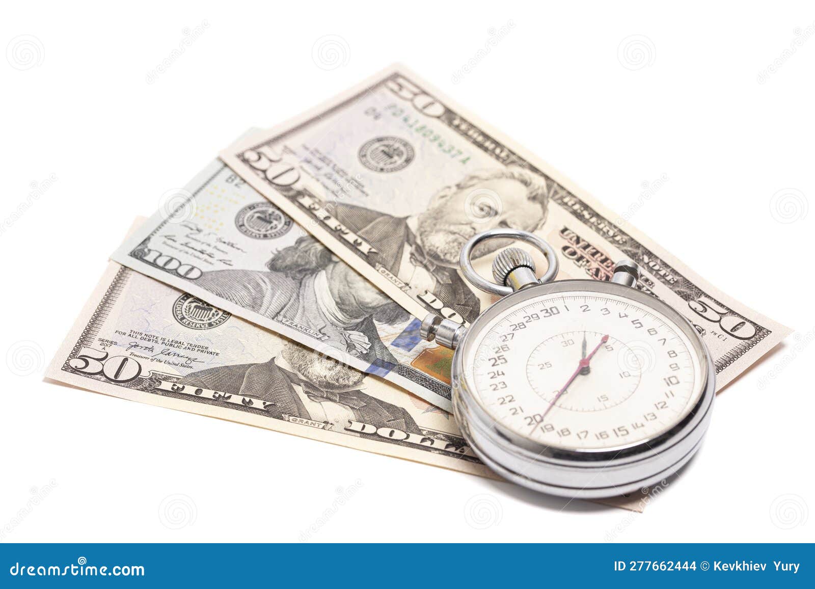 Stopwatch with Dollar Banknotes. Time is Money Concept Stock Photo ...